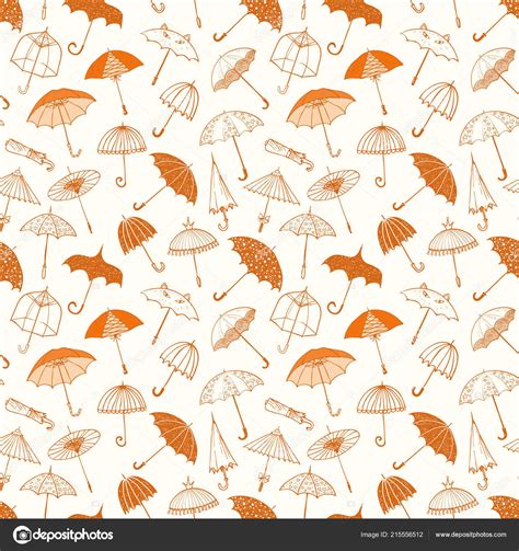 Collection Doodle Sketch Umbrellas Light Background Stock Vector Image