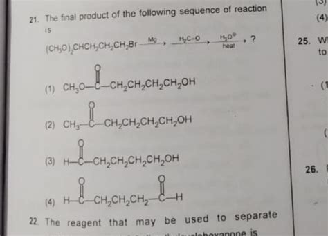 The Final Product Of The Following Sequence Of Reaction Is Left Mathrm
