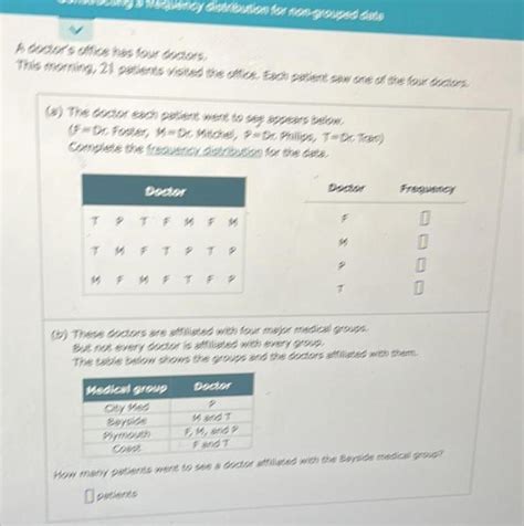 [answered] wequency distribution for non grouped data a doctor s office