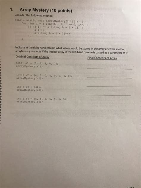 Solved 1 Array Mystery 10 Points Consider The Following