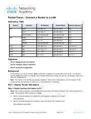 Configuring Router Interfaces For LAN Connectivity Course Hero