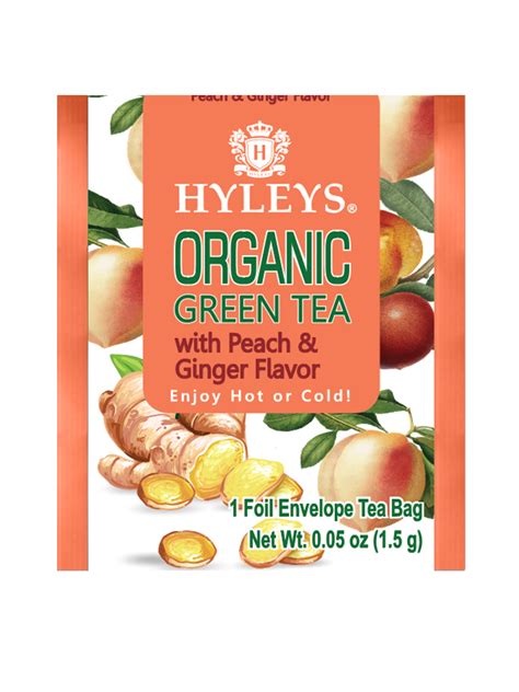 Organic Green Tea With Peach And Ginger Flavor 25 Individually Wrapped