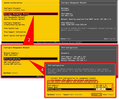 Pantallazos es Cambiar dirección IP de un host VMware
