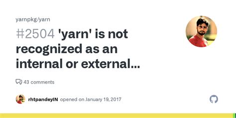 Yarn Is Not Recognized As An Internal Or External Command Operable Program Or Batch File