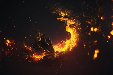 Premium Photo Close Up Of A Fire Ring On A Black Background Generative Ai