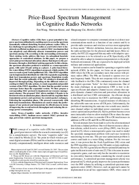 Pdf Price Based Spectrum Management In Cognitive Radio Networks