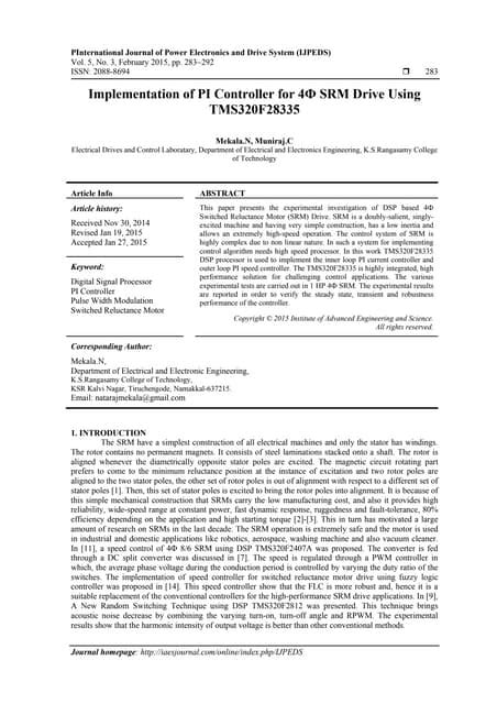Implementation Of Pi Controller For 4Ф Srm Drive Using Tms320f28335 Pdf