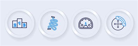 캘리퍼 속도계 레이싱 트랙 및 스포츠 우승자 연단 아이콘에 대한 상을 가진 라인 자동차 브레이크 디스크를 설정하십시오 벡터 거리에 대한 스톡 벡터 아트 및 기타 이미지