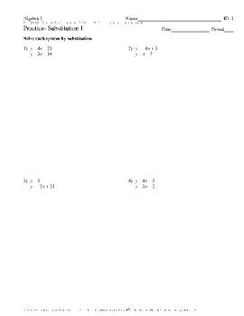 Practice Solving Systems By Substitution By Maura Anderson TPT