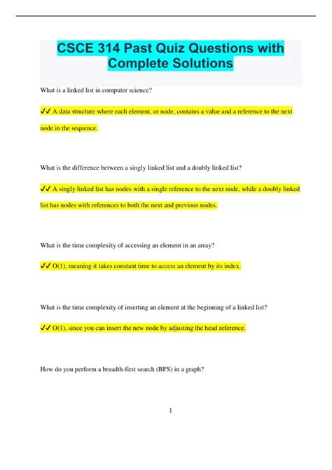CSCE 314 Past Quiz Questions With Complete Solutions CSCE 314 Past Stuvia US