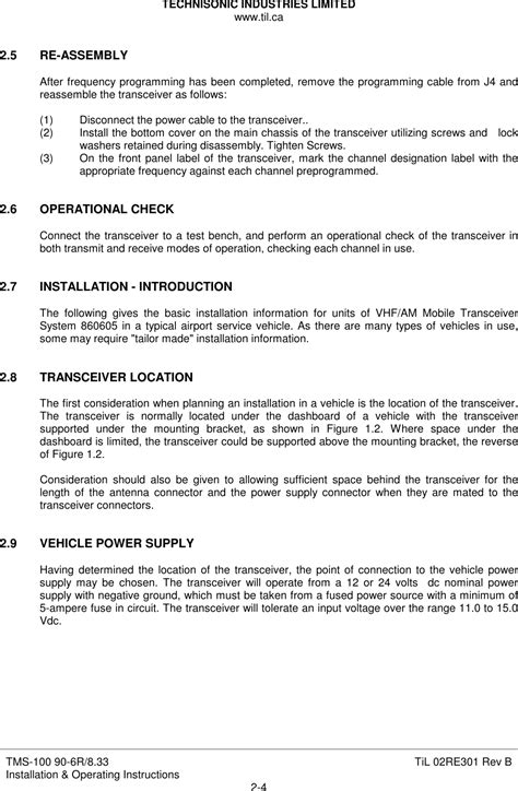 Technisonic R VHF AM Mobile Transceiver User Manual