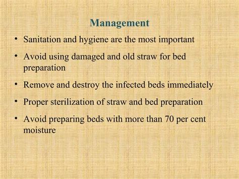 Management Of Pest And Diseases Of Mushroom Ppt
