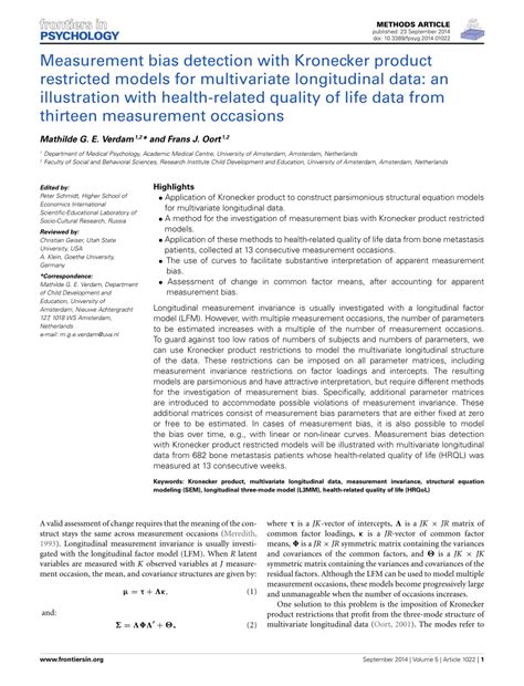 Pdf Measurement Bias Detection With Kronecker Product Restricted Models For Multivariate