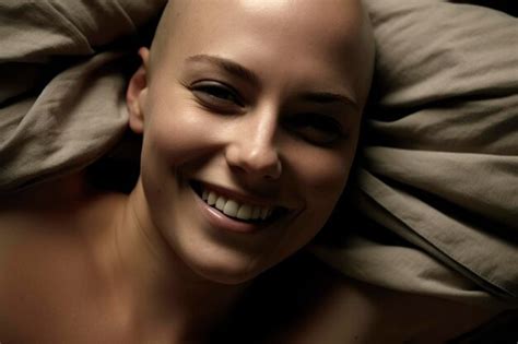 Premium Ai Image Portrait Of Smiling And Joyful Young Woman Hairless