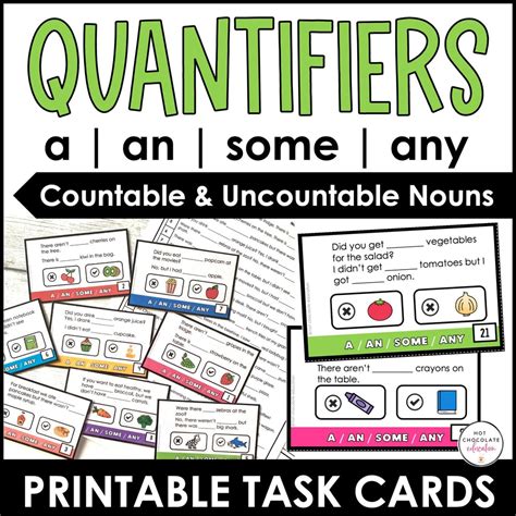 Quantifier Practice Cards For Countable And Uncountable Nouns Hot Chocolate Teachables Quantifier Practice Cards For Countable And Uncountable Nouns Hot Chocolate Teachables