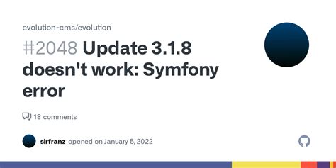 Update 318 Doesnt Work Symfony Error · Issue 2048 · Evolution Cms