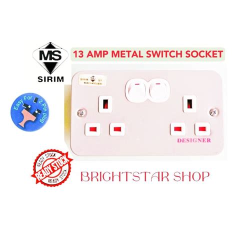 13 Amp Metal Clab Switch Socket 2 Way Sirim Heavy Duty 铁盒插座 Soket
