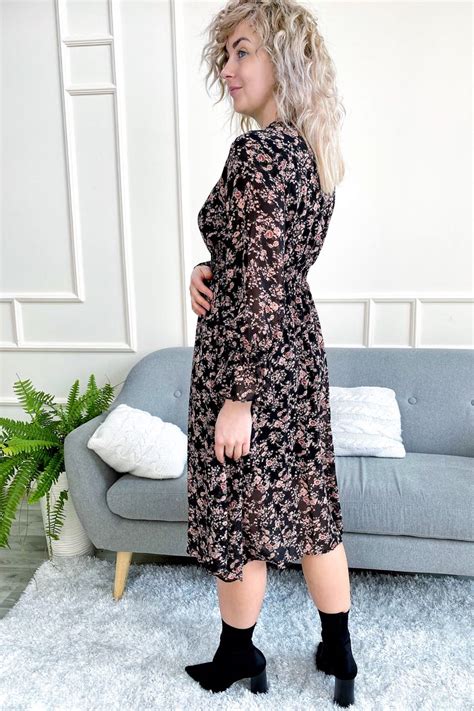 Елегантна шифонова сукня міді з квітковим принтом 715 купити в Україні Інтернет магазин Lurex