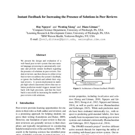 Instant Feedback For Increasing The Presence Of Solutions In Peer