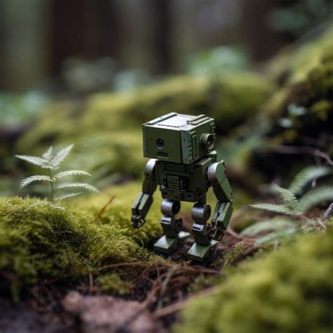 Premium Ai Image Image Of Tiny Modern Robot Strolling Through The Woods