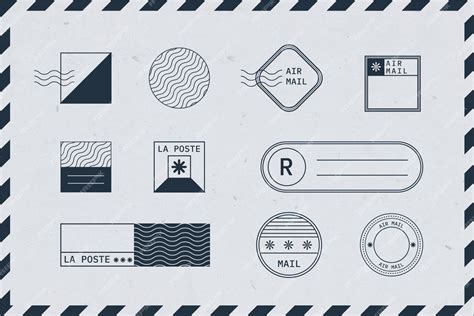 평면 디자인 메일 스탬프 세트 무료 벡터