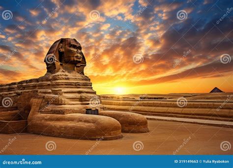 Awe Inspiring Sphinx Egypt Sunset Generate Ai Stock Image Image Of
