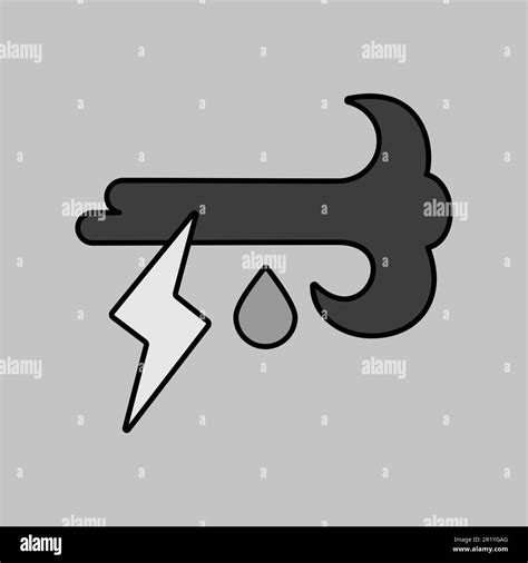 Wind Rain Lightning Vector Grayscale Icon Meteorology Sign Graph