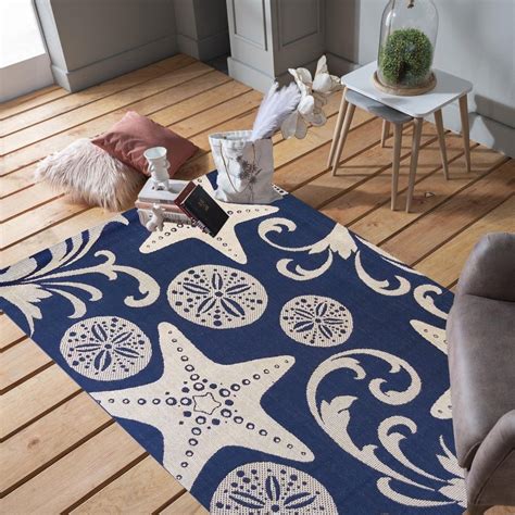 Dywan Nowoczesny Sznurkowy OUTDOOR Patio 41 Granatowo Beżowy