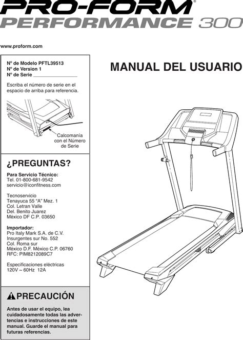 Proform Performance 400 Treadmill User Manual
