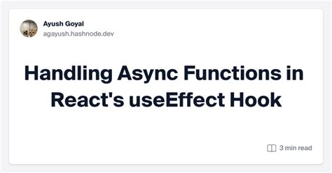 Ayush Goyal On Linkedin Useeffect Hook And Async Functions