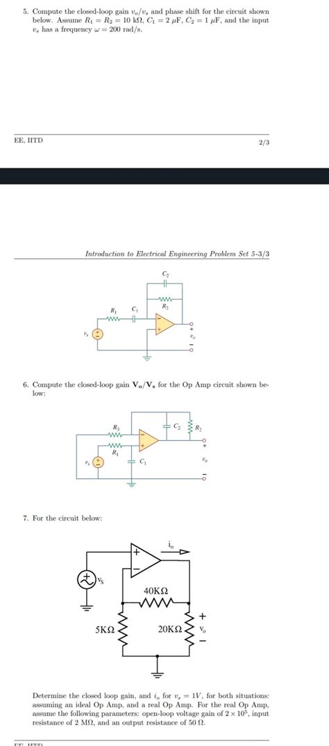 Solved 5 Compute The Closed Loop Gain Vovs And Phase Shift