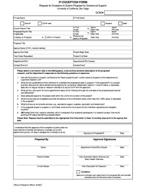 Fillable Online Blink Ucsd PI EXCEPTION FORM Blink Blink Ucsd Fax