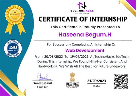 Haseena Begum On Linkedin Webdevelopment Internship