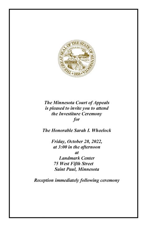 Virtual Invitation To The Formal Investiture Ceremony Of The Honorable