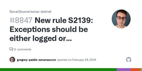 new rule s2139 exceptions should be either logged or rethrown but not