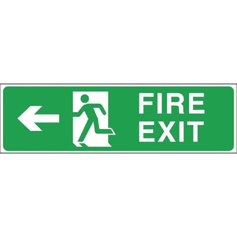 Fire Safety Signs Fire Exit Left Arrow Sign Self Adhesive 150x450mm
