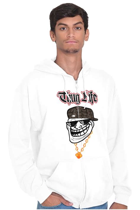 Funny Thug Life Troll Face Meme Unisex Plus Size Zip Hoodie Brisco