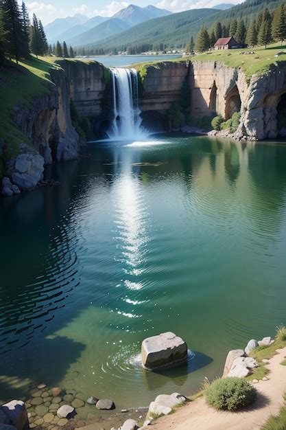 Premium Ai Image Mountains Cliffs Stone Pillars Grass Path Nature