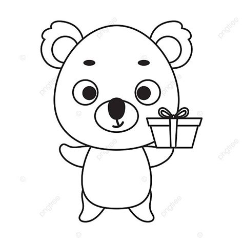 可愛的考拉兒童著色頁與禮品盒 向量 森林 禮物 活动向量圖案素材免費下載，png，eps和ai素材下載 Pngtree
