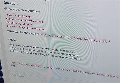 solved question given a recursive equation f a b a if
