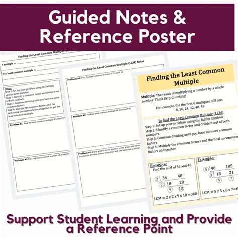 Finding The Least Common Multiple Lcm 6th Grade Math Notes And Practice