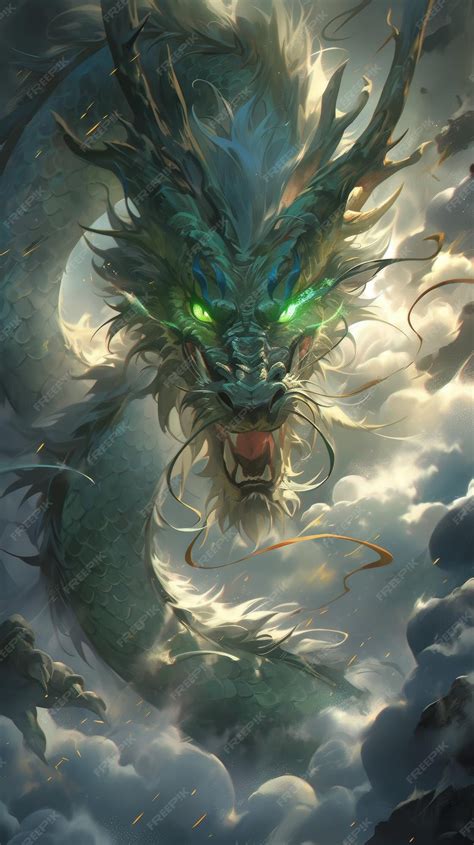 Premium Photo Majestic Chinese Dragon In The Clouds Generative Ai