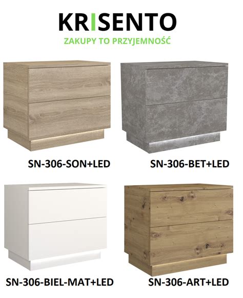 Szafka nocna z ledami dąb artisan SN ART LED Krisento