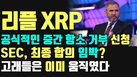 리플 Xrp Sec와 최종 합의 임박 고래들은 이미 움직였다 Youtube