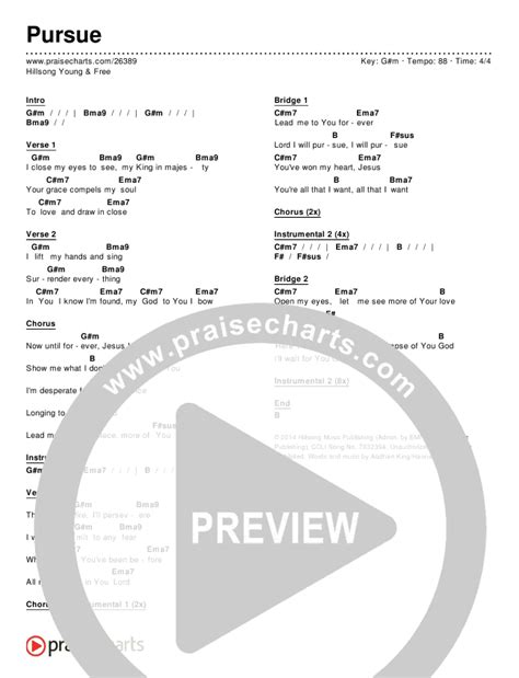 Pursue Chords Pdf Hillsong Young And Free Praisecharts