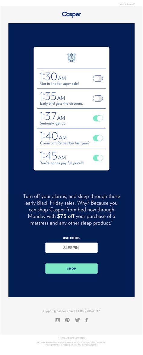 Snooze Through The Sales From Casper Desktop Email View Really