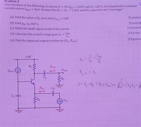 Solved The Transistor In The Following Circuit Has