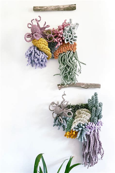 Small Macrame Ocean Art Coral Reef Art Nautical Wall Art Macrame