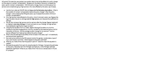 Solved 40 ﻿points ﻿this Exercise Uses Pooled Cross Section