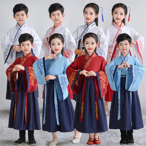 儿童古装汉服女国学服男童三字经弟子规中国风书童表演出服装舞蹈 虎窝淘